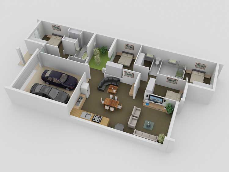 3D Floor Plan Modeling: Floor Plan 3D Rendering Services India | TrueCADD